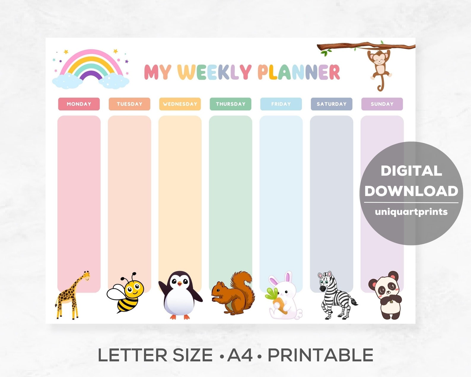 Weekly Schedule for Kids Printable, Homeschool Weekly Schedule, Weekly ...