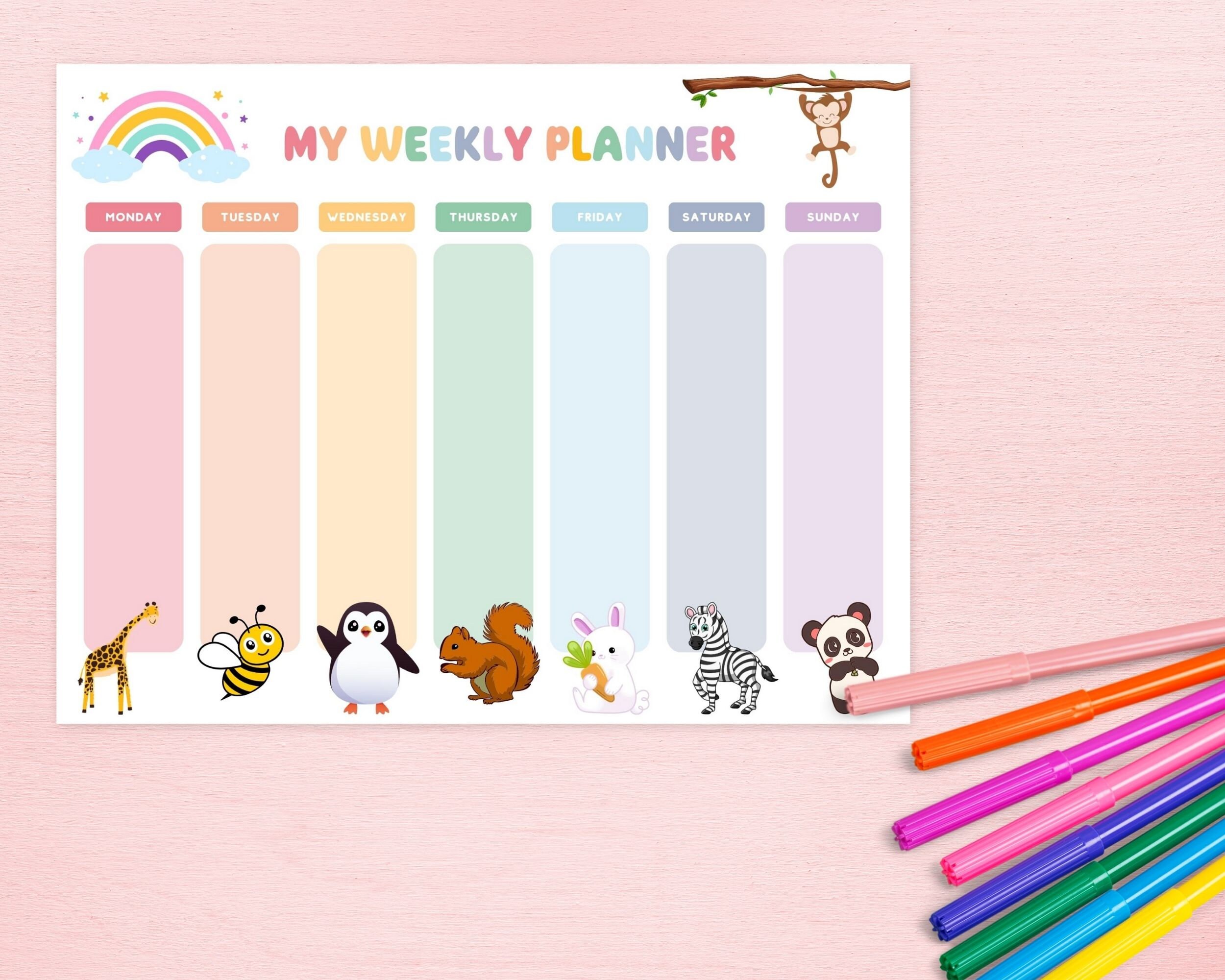 Weekly Schedule for Kids Printable, Homeschool Weekly Schedule, Weekly ...
