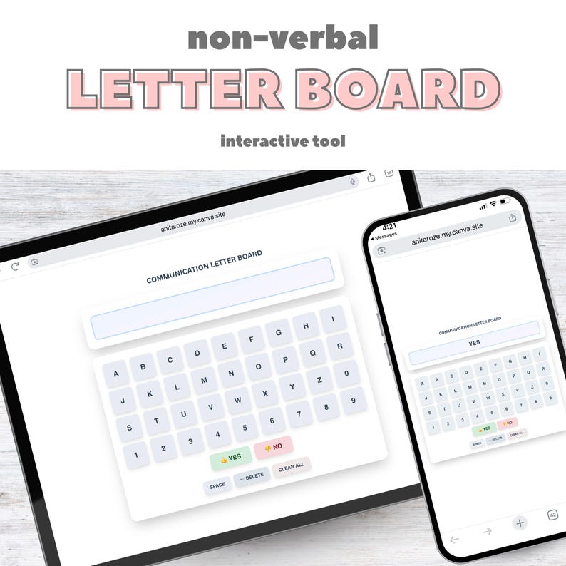 Non Verbal Letter Communication Board - Interactive AAC Tool - Etsy