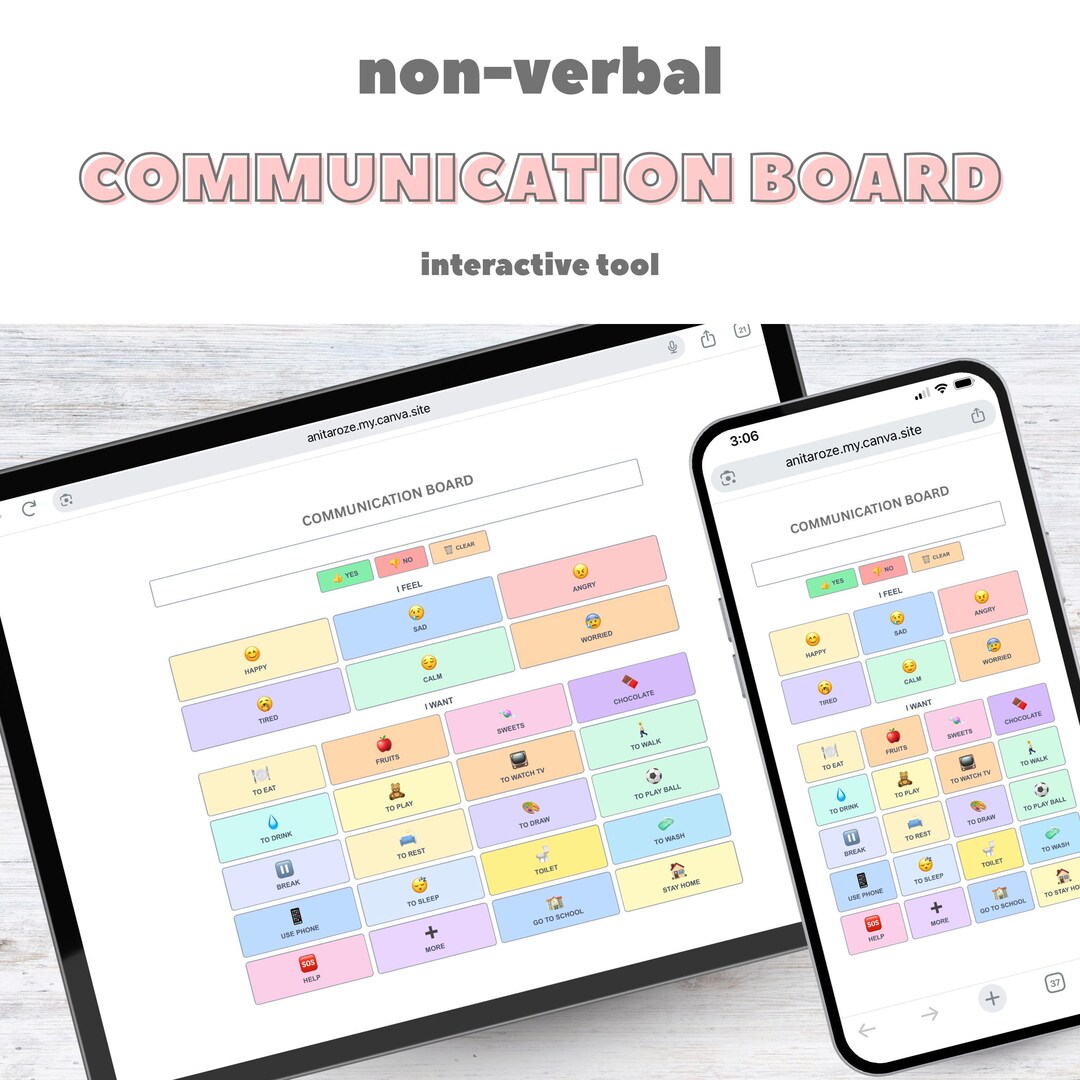 Non Verbal Communication Board - Interactive Digital Visual Aid - Etsy ...