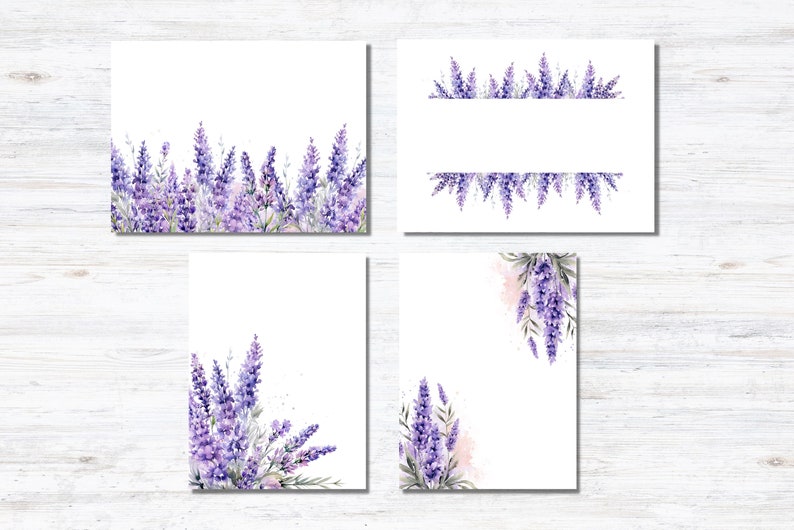 Floral Clipart Watercolor Lavender Clipart Wild Flower Clipart Borders ...