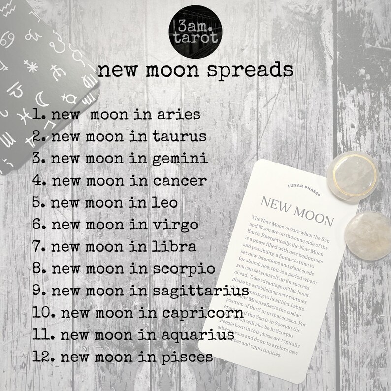 New Moon Tarot Bundle | New Moon Tarot Spread E-book | New Moon Tarot ...