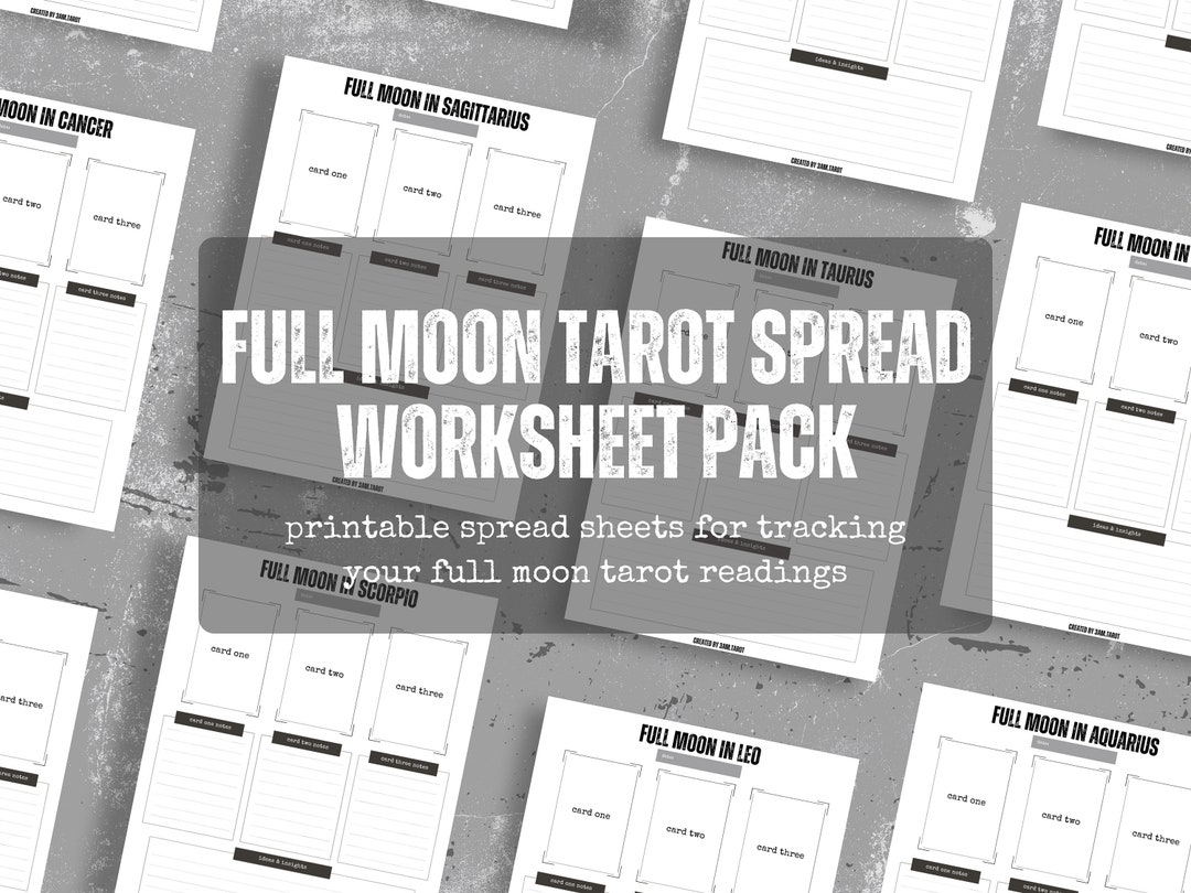 Full Moon Tarot Card Spread Worksheets | Printable Tarot Spreads | Full ...