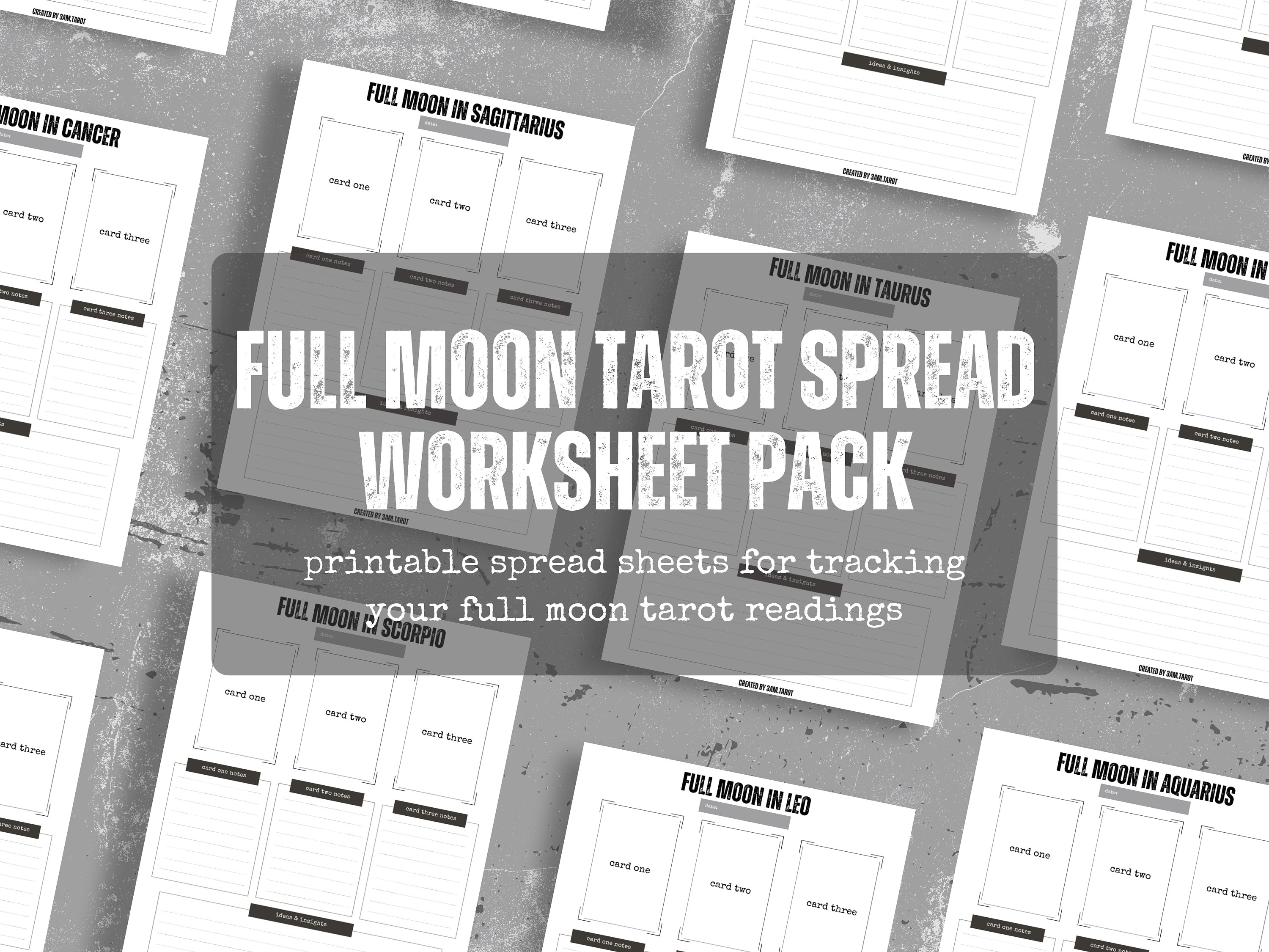 Full Moon Tarot Card Spread Worksheets | Printable Tarot Spreads | Full ...