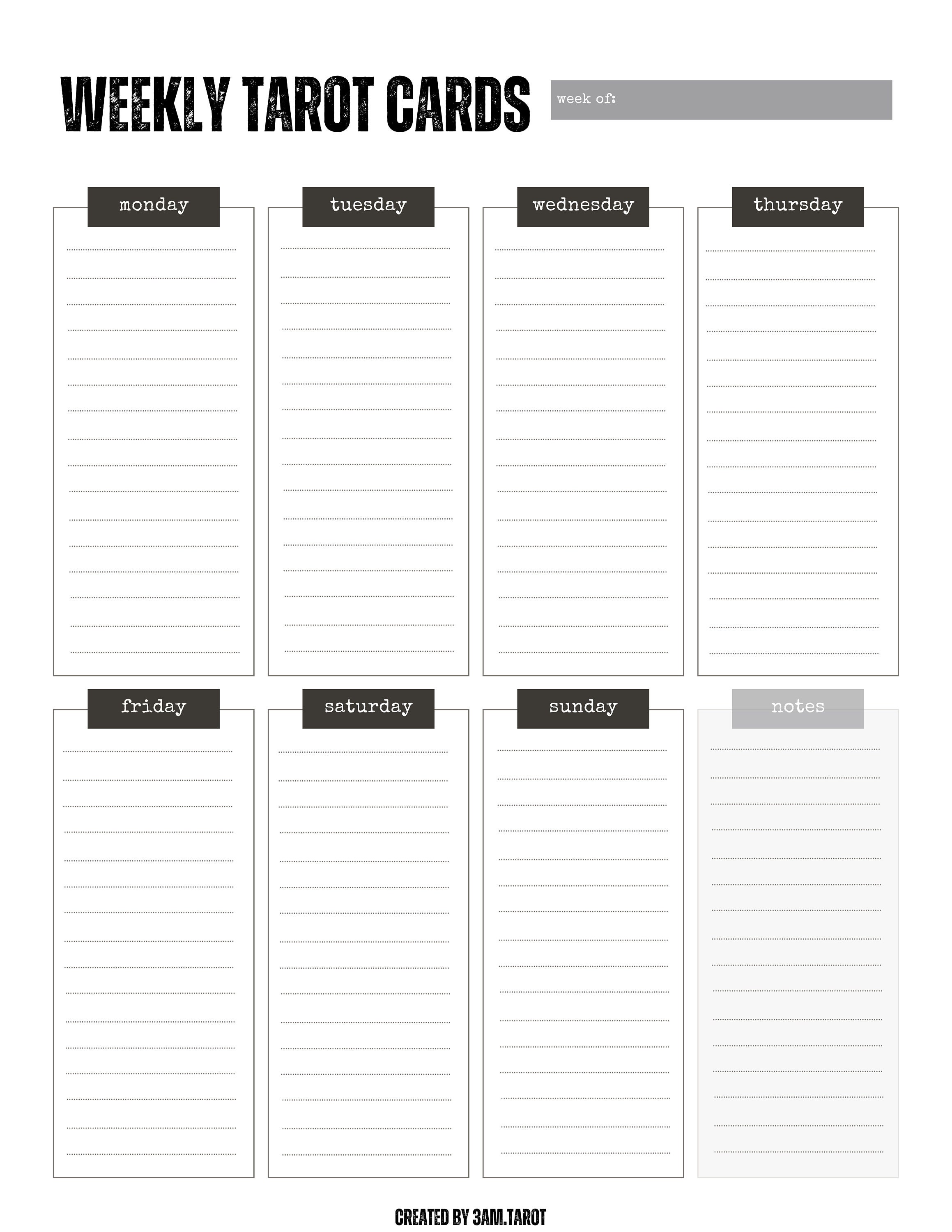 Tarot Printable Study Journal Pages | Daily Tarot | Weekly Tarot ...