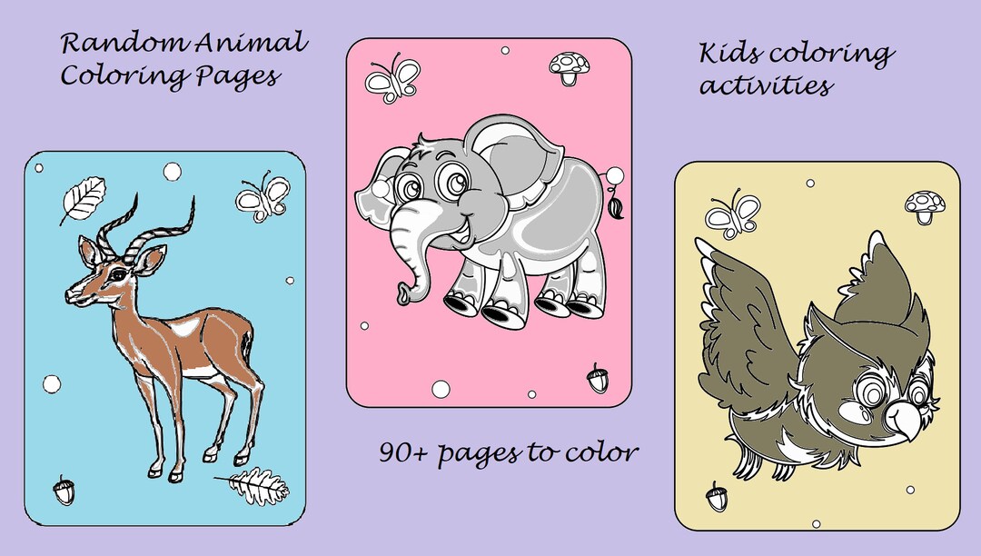 DIGITAL 90 Random Animal Coloring Pages - Etsy