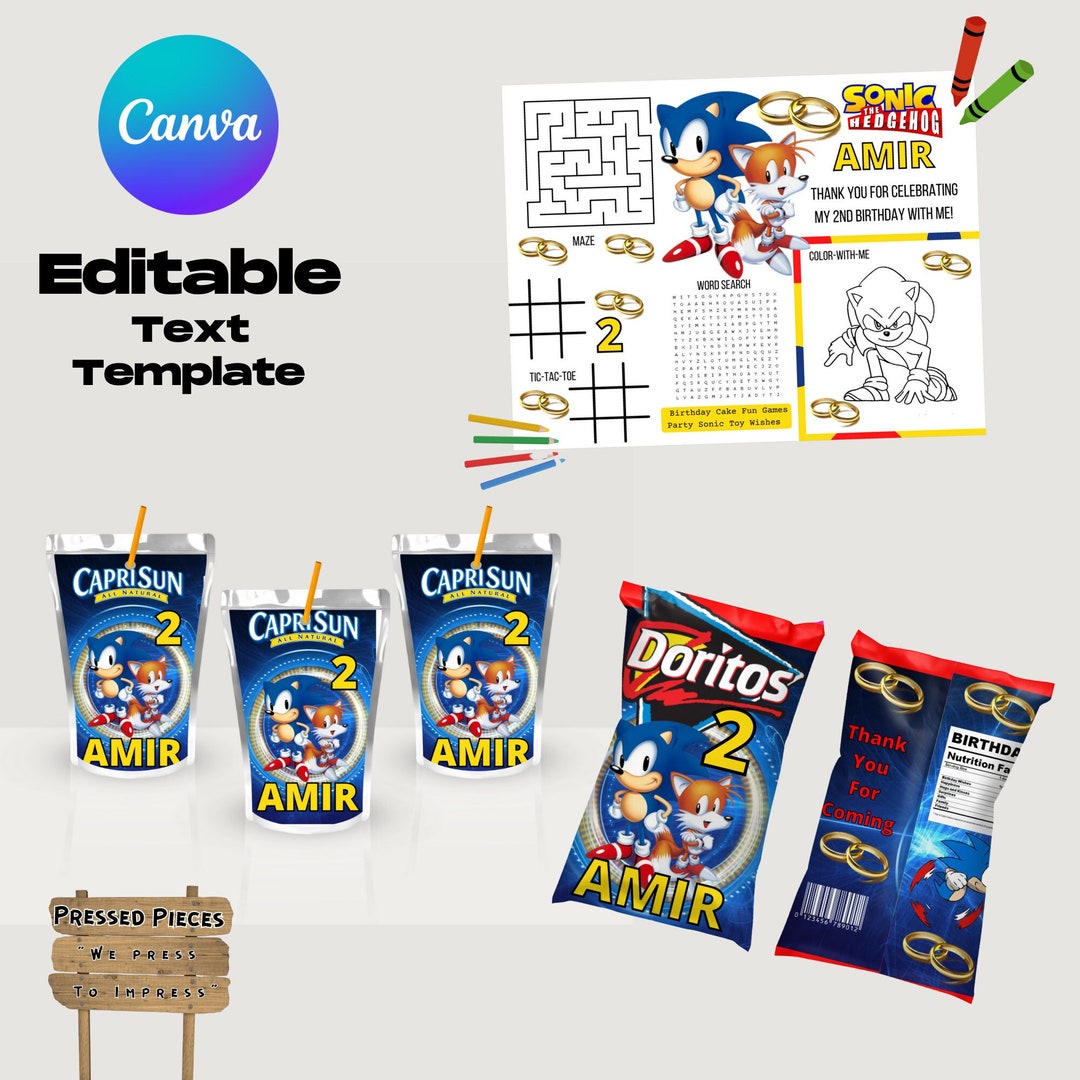 Custom Sonic Party Templates - Etsy