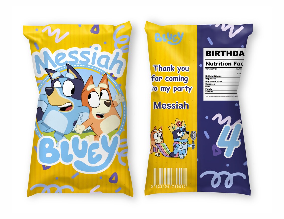 Bluey Chip Bag Template Bundle - Etsy Canada
