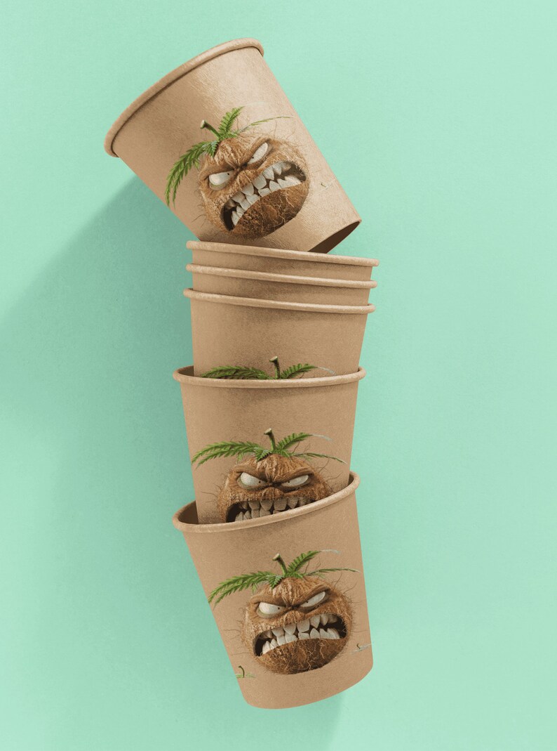 Angry Coconut PNG Sublimation Design, Funny Crazy Coconut Clipart ...