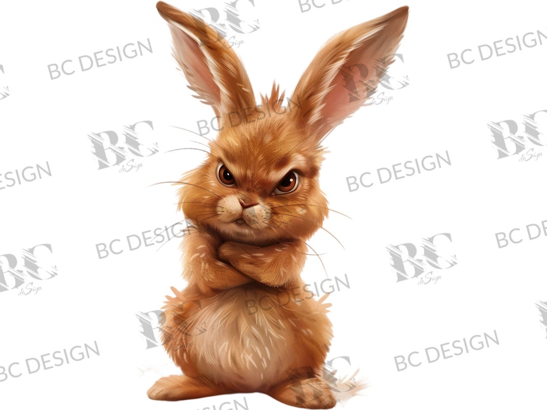 Angry Rabbit PNG Sublimation Design, Bunny Lover, Instant Digital ...