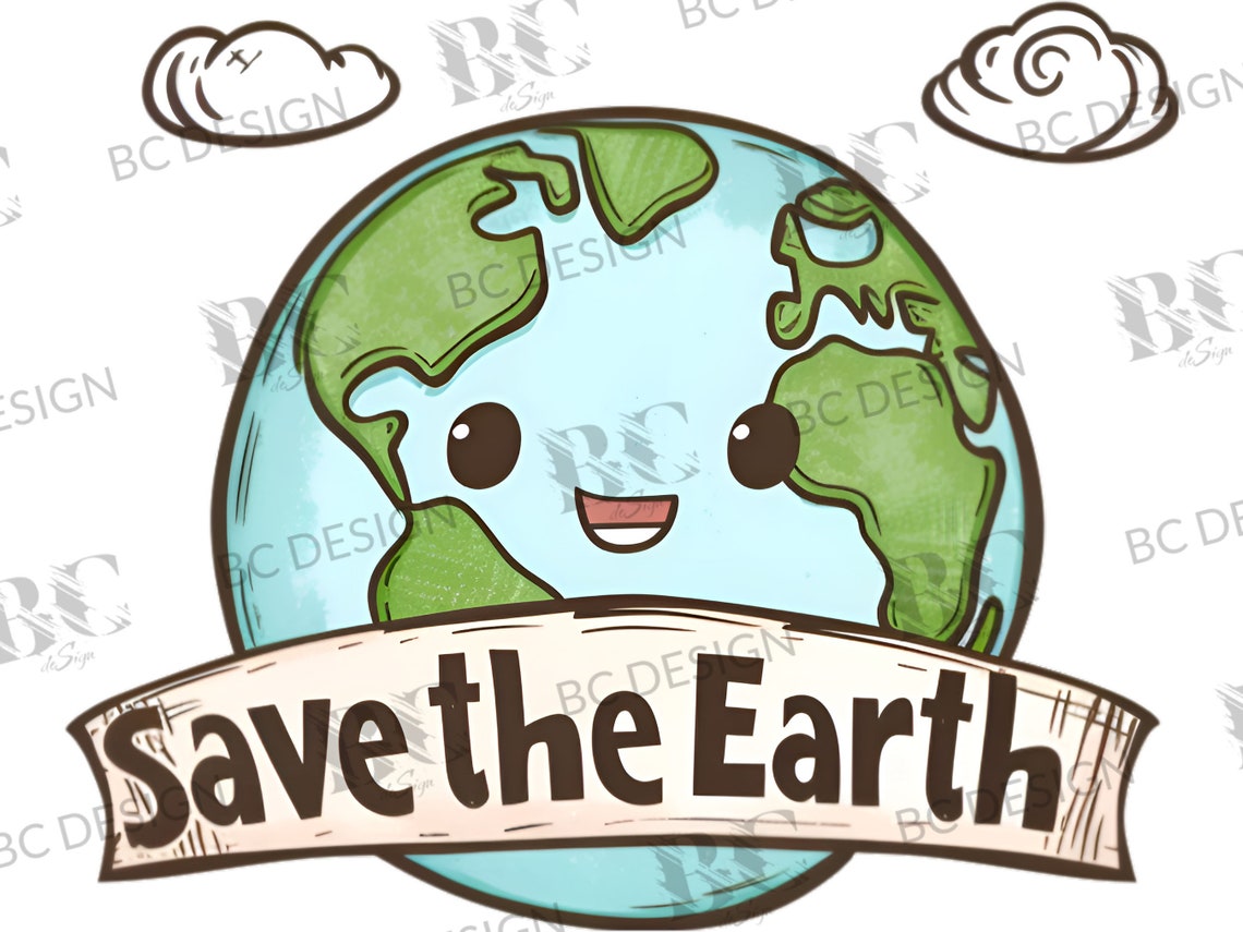 Save the Earth PNG Sublimation Design, Save the Earth Clipart, Instant ...