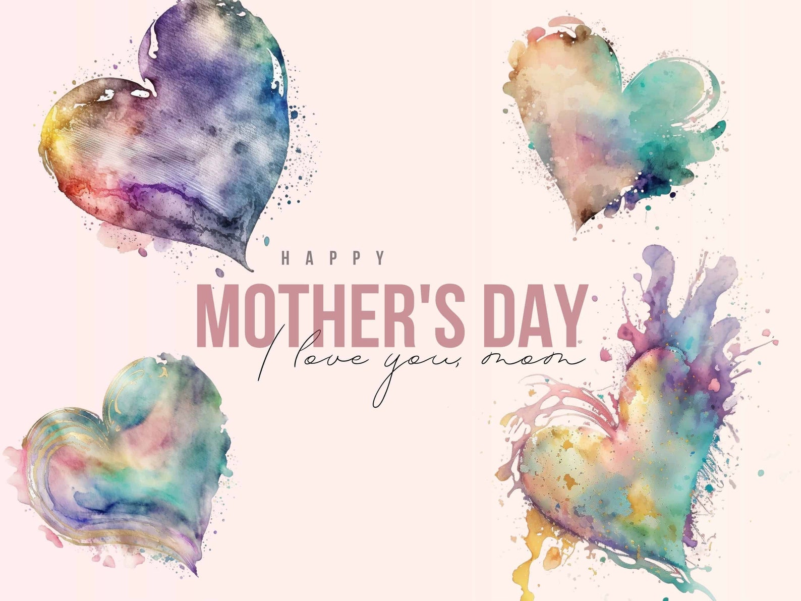 Watercolor Hearts Clipart Digital Clipart Illustration Instant Download ...