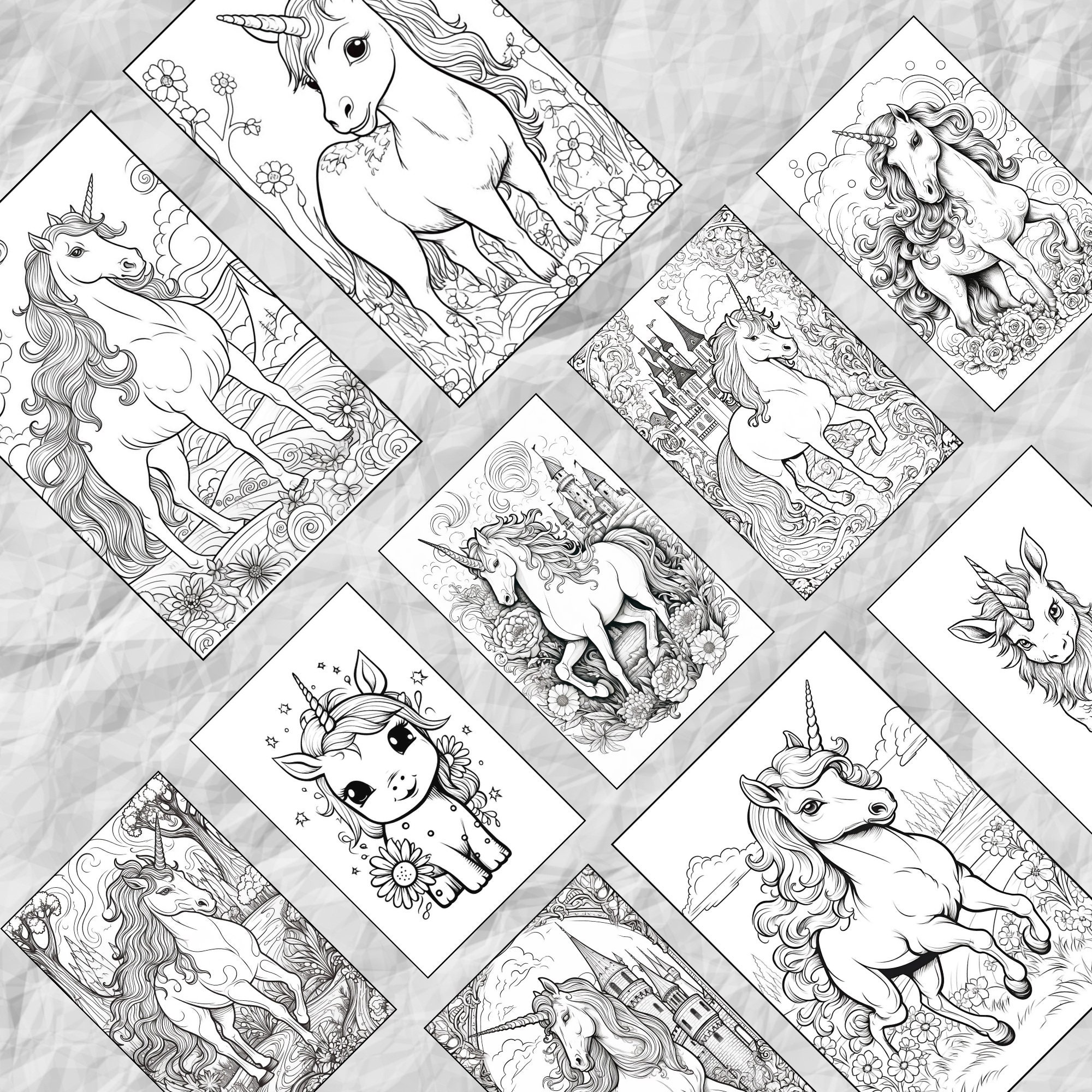 Cute Unicorn Coloring Pages Book Rainbow Alicorn Mermicorn - Etsy UK