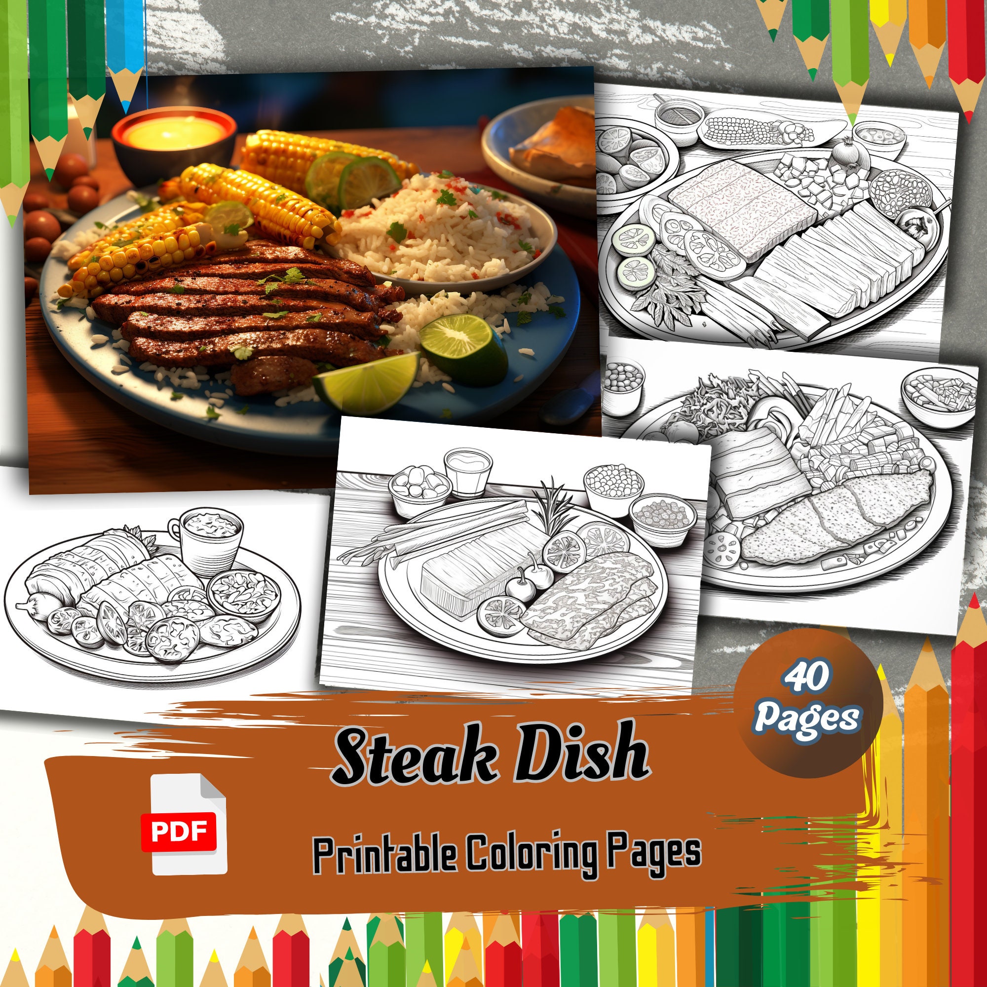 Steak Coloring Page