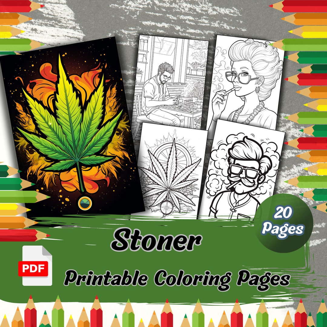Stoner Coloring Page Weed Colouring Pages Smoking Cigarette - Etsy ...