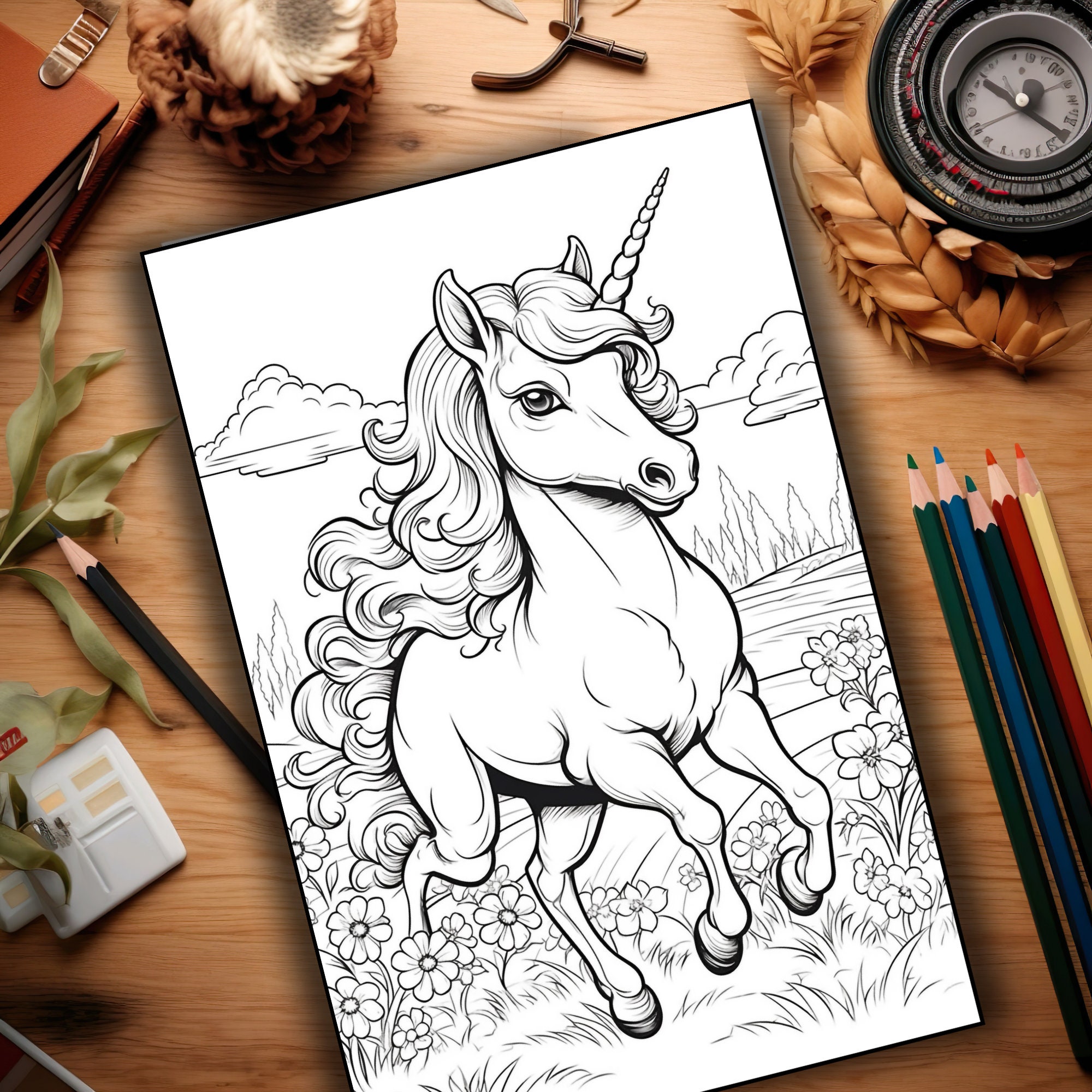 Cute Unicorn Coloring Pages Book Rainbow Alicorn Mermicorn - Etsy UK