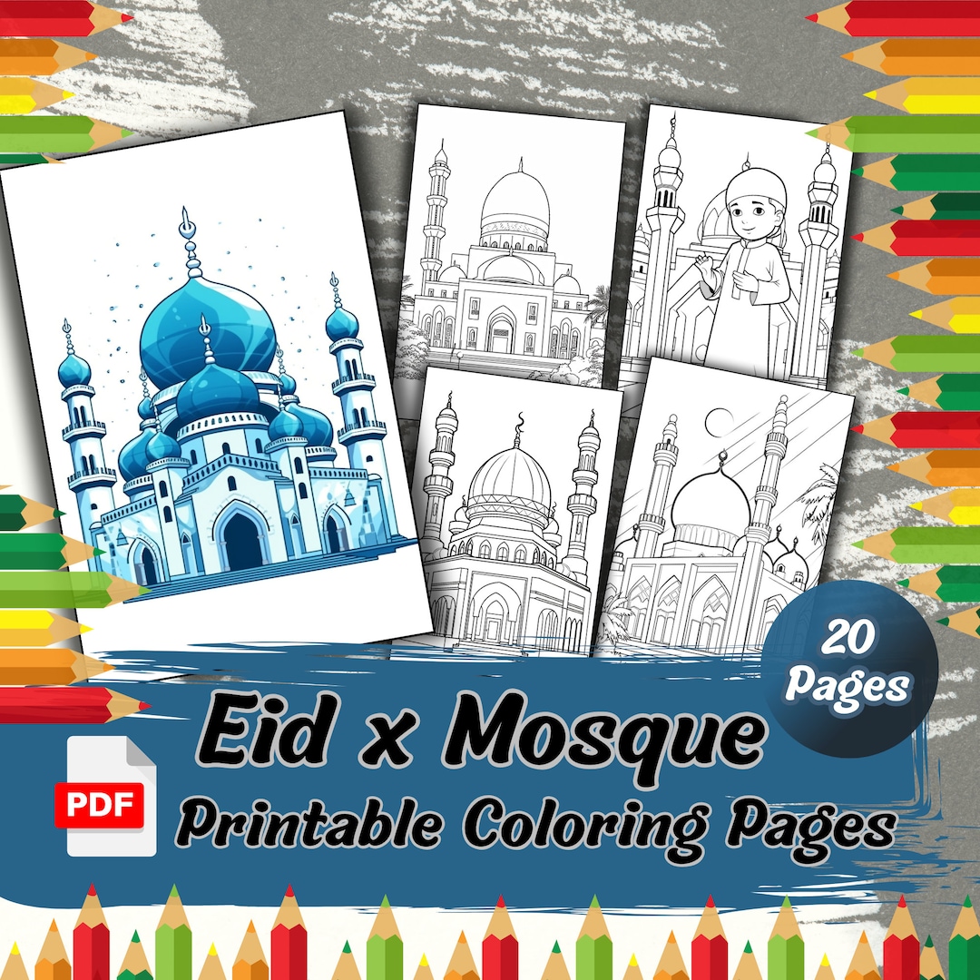 Eid Al Adha Mosque Muslim Coloring Pages Colouring Page Eid Al - Etsy