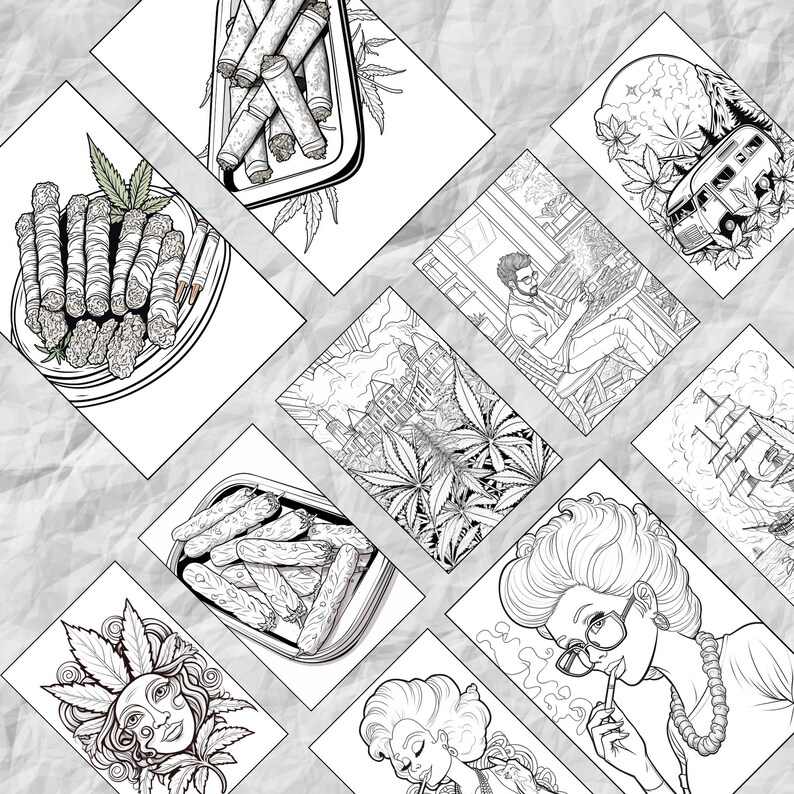 Stoner Coloring Page Weed Colouring Pages Smoking Cigarette - Etsy ...