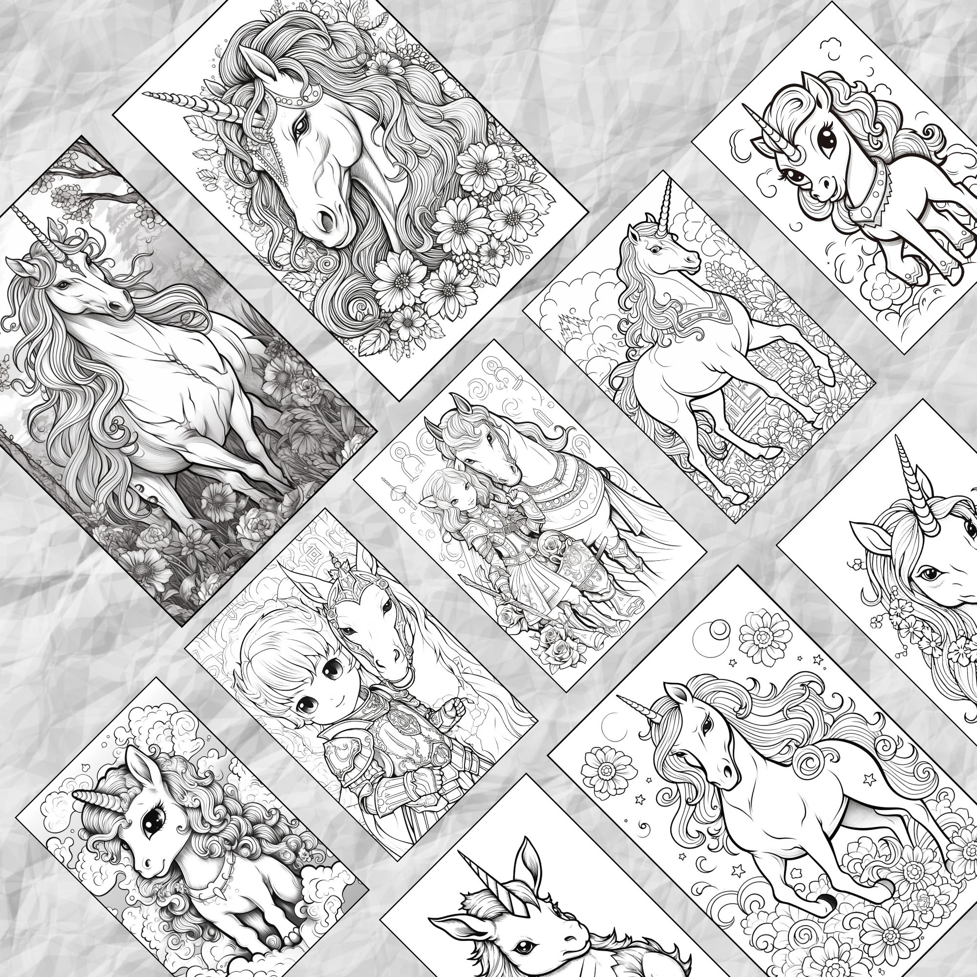 Cute Unicorn Coloring Pages Book Rainbow Alicorn Mermicorn - Etsy UK