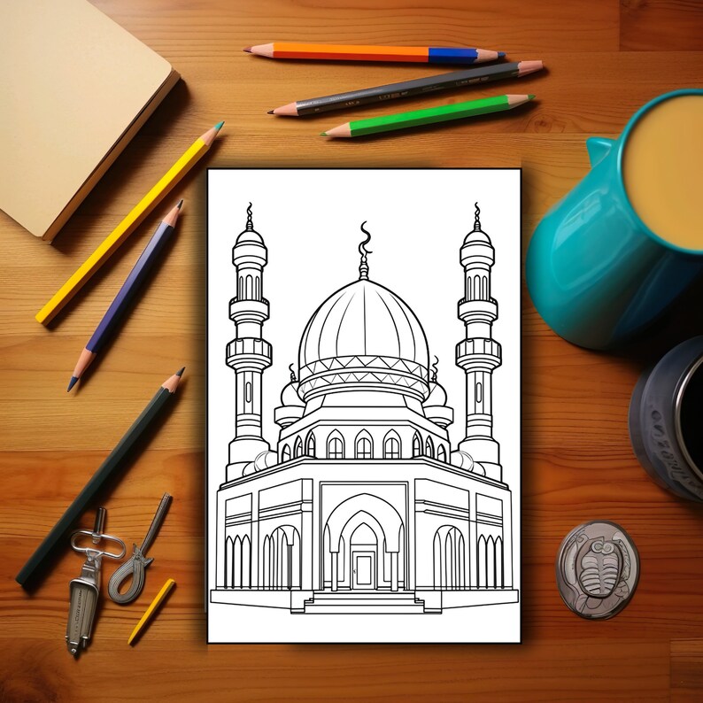 Eid Al Adha Mosque Muslim Coloring Pages Colouring Page Eid Al - Etsy