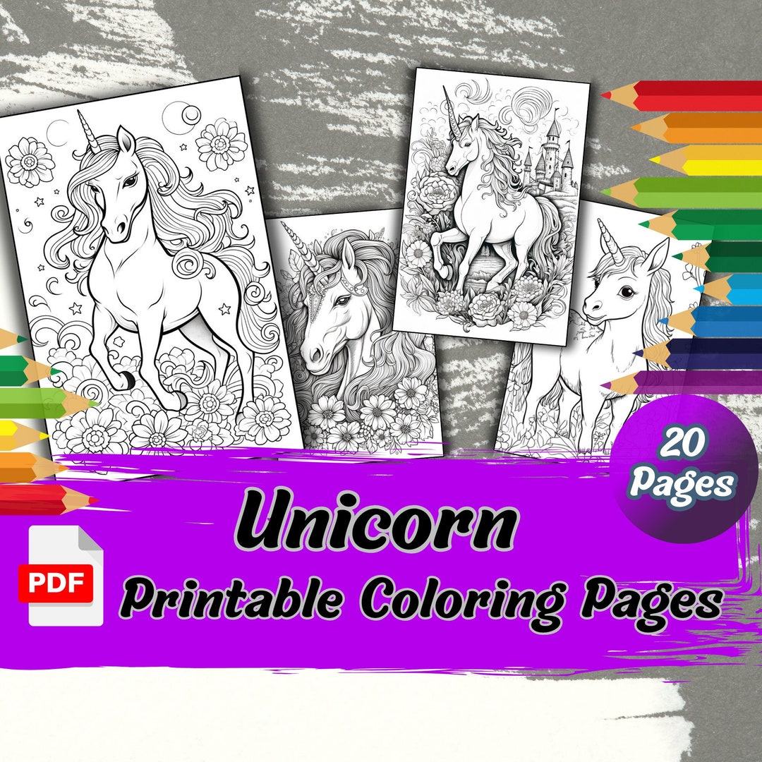 Cute Unicorn Coloring Pages Book Rainbow Alicorn Mermicorn - Etsy UK