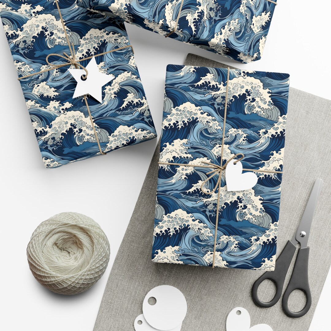 Japanese Waves Wrapping Paper Beach Scene Gift Artistic - Etsy