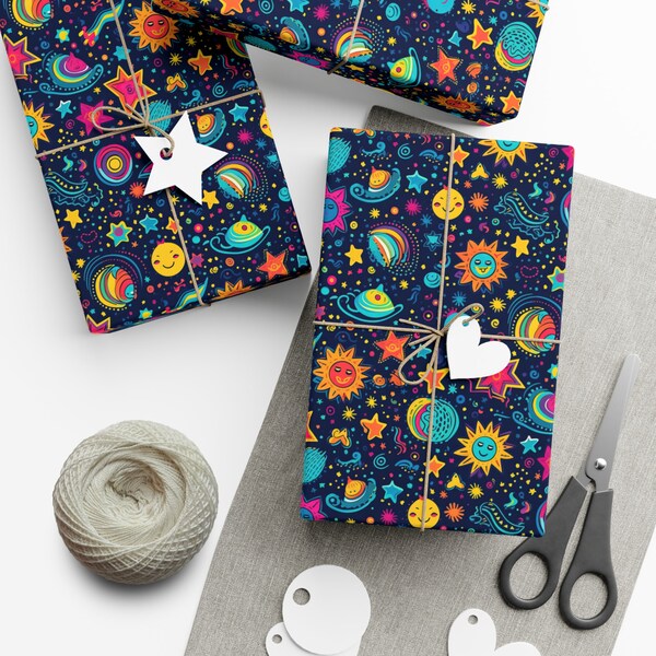 Space Theme Wrapping Paper - Etsy