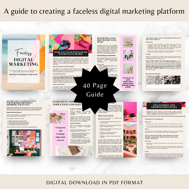 Faceless Digital Marketing Guide - 40 Pages - Etsy
