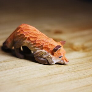 Wooden Fox Carving Handmade Arctic Fox, Wooden Fox Figurine, Animal ...