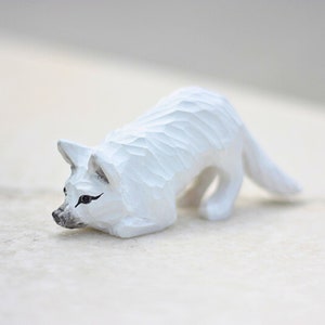 Wooden Fox Carving Handmade Arctic Fox, Wooden Fox Figurine, Animal ...