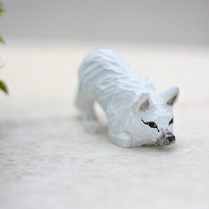 Wooden Fox Carving Handmade Arctic Fox, Wooden Fox Figurine, Animal ...