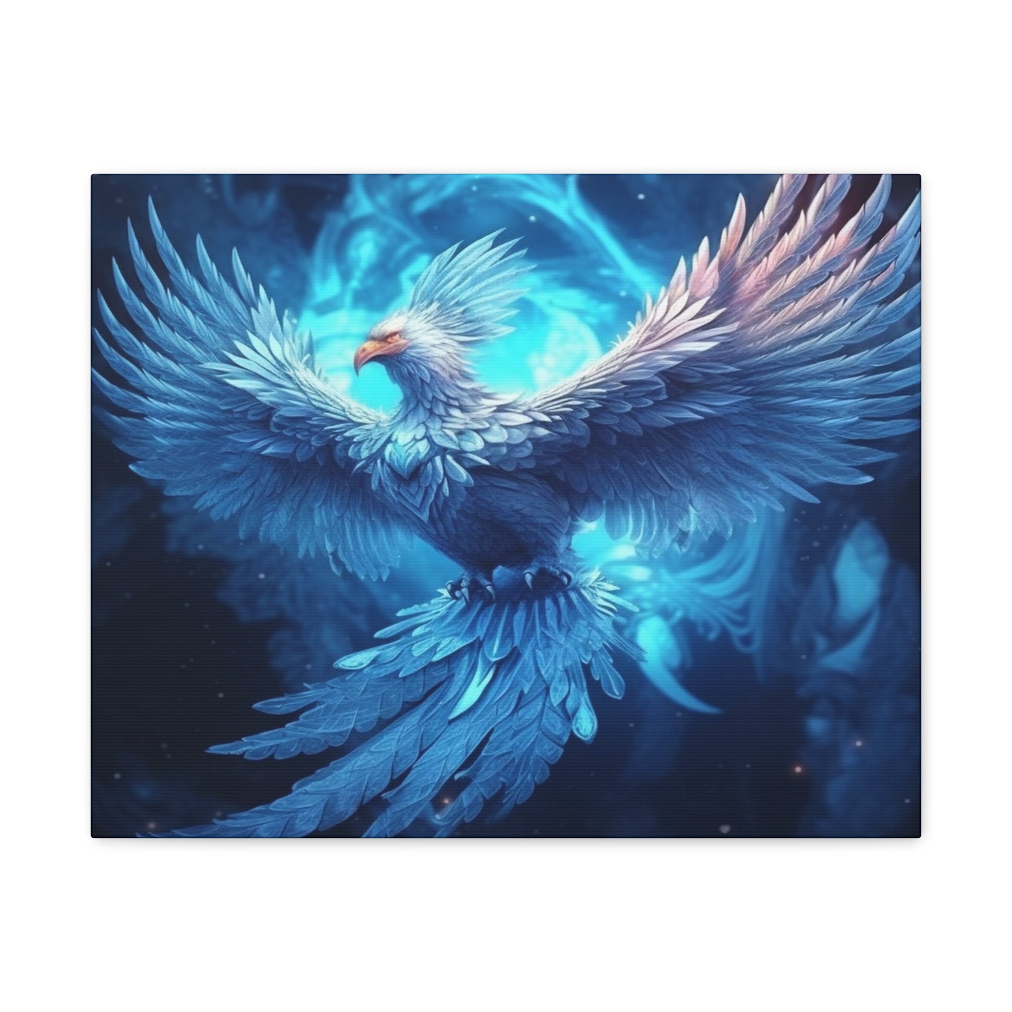 Ice Phoenix With Magic Around It Canvas, Ice Phoenix Painting, Ice ...