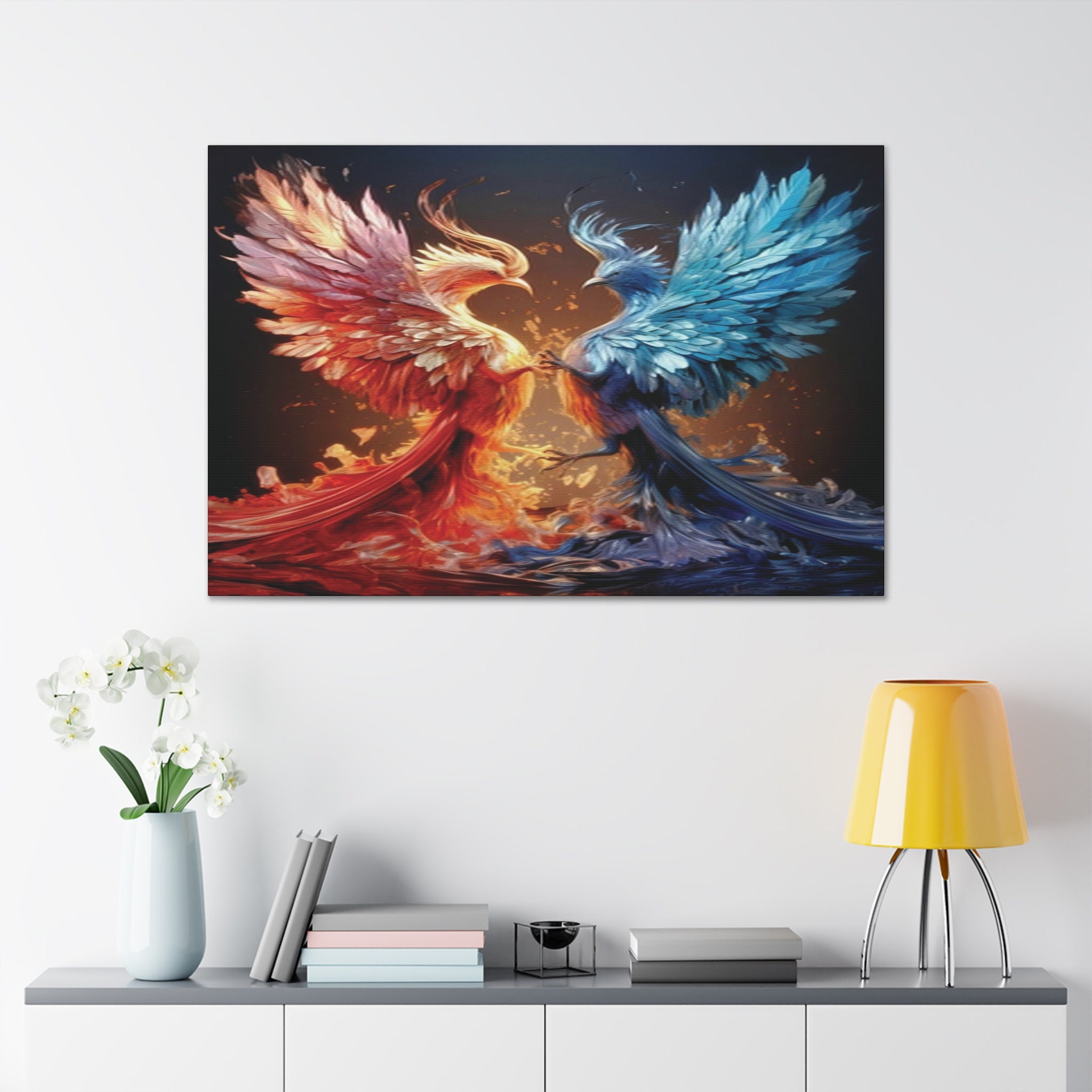 Mythical Phoenix Canvas Fire and Ice Phoenix Canvas Fire and - Etsy
