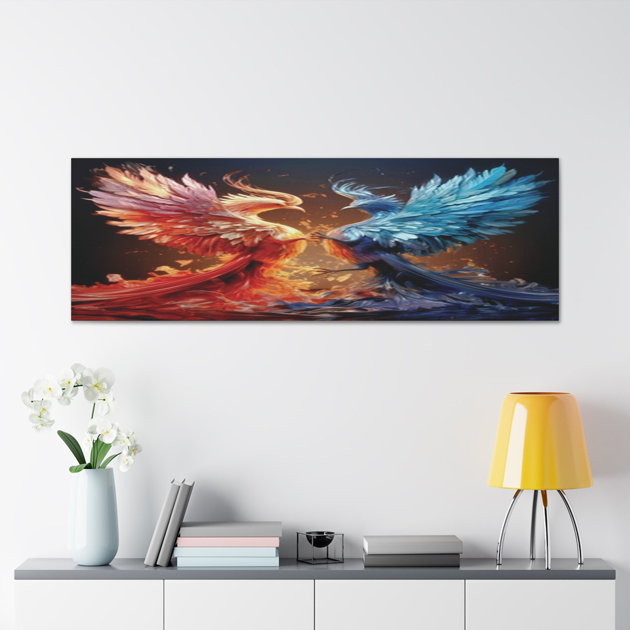 Mythical Phoenix Canvas Fire and Ice Phoenix Canvas Fire and - Etsy