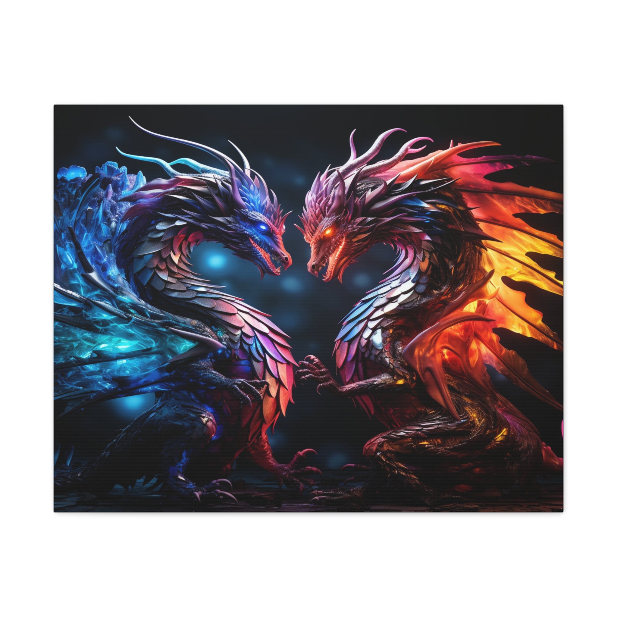 Two Dragons in Love Canvas, Two Dragons in Love Wall Decor, Two Dragons ...