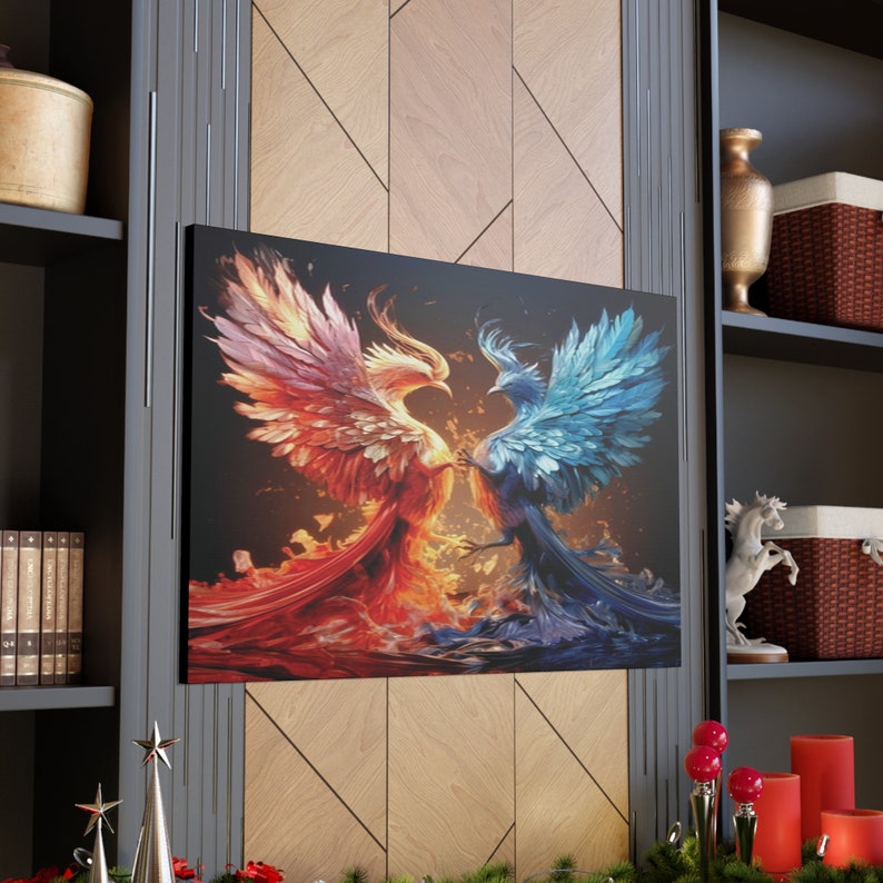 Mythical Phoenix Canvas Fire and Ice Phoenix Canvas Fire and - Etsy
