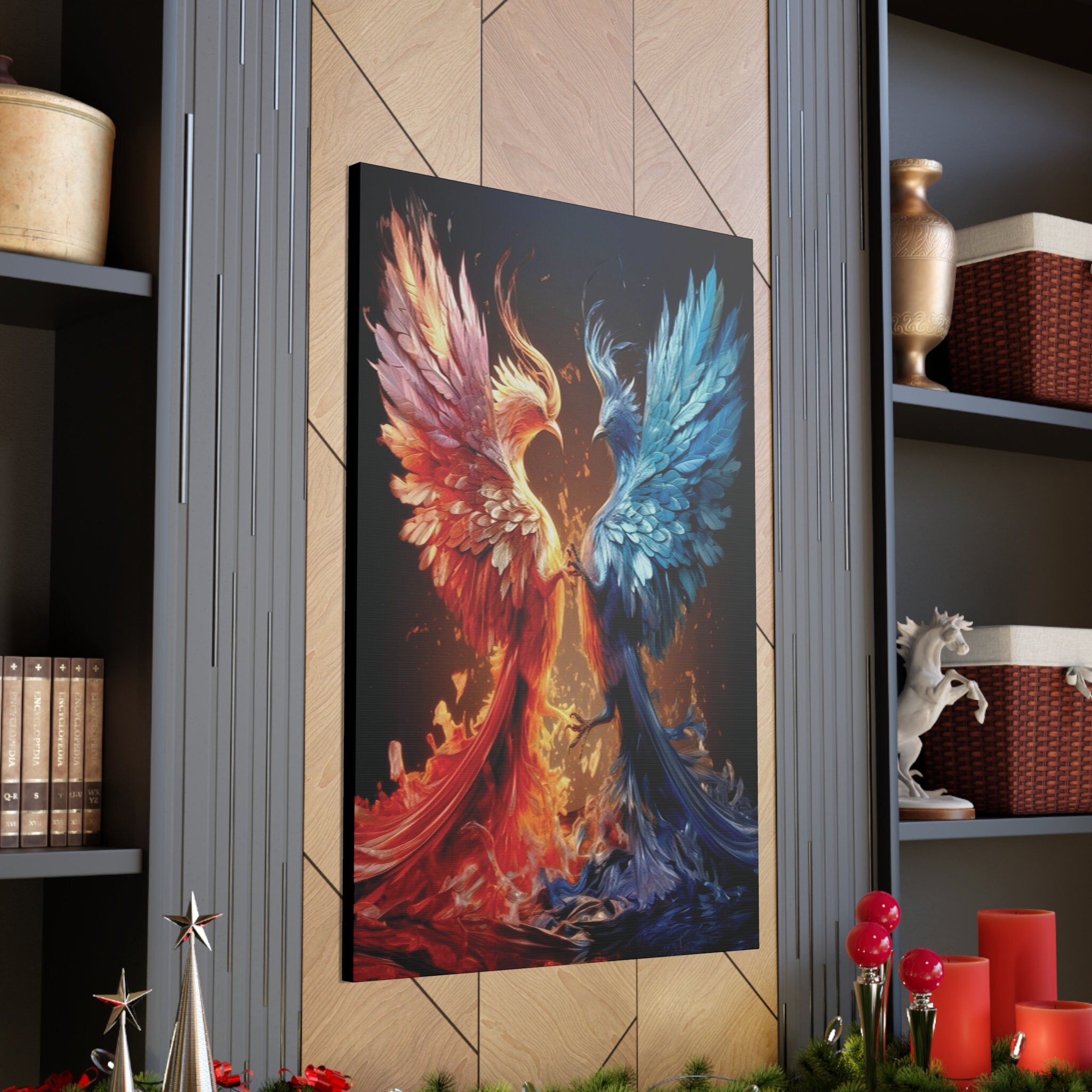 Mythical Phoenix Canvas Fire and Ice Phoenix Canvas Fire and - Etsy