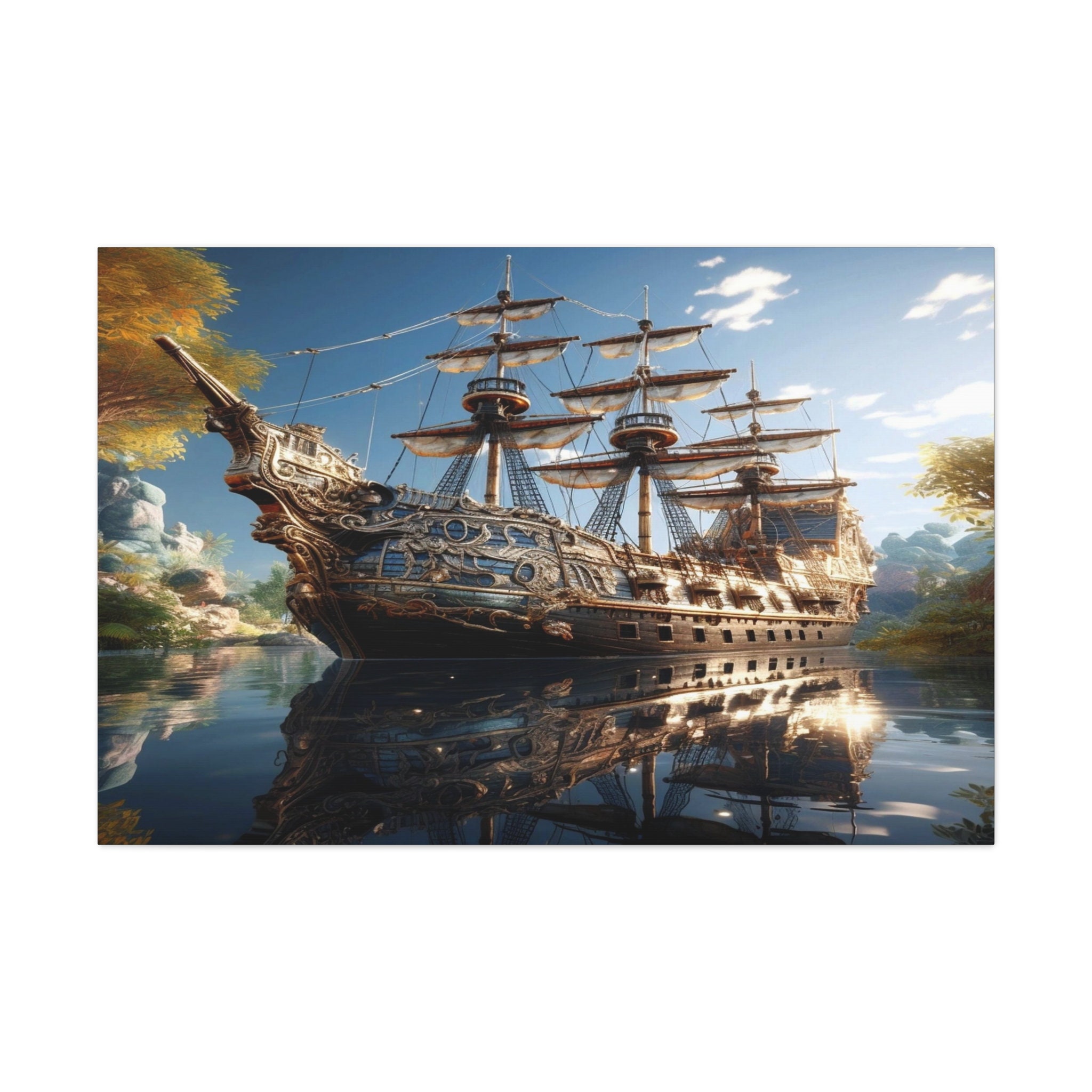 Pirate Ship Canvas, Pirate Ship Painting, Pirate Ship Artwork, Pirate ...