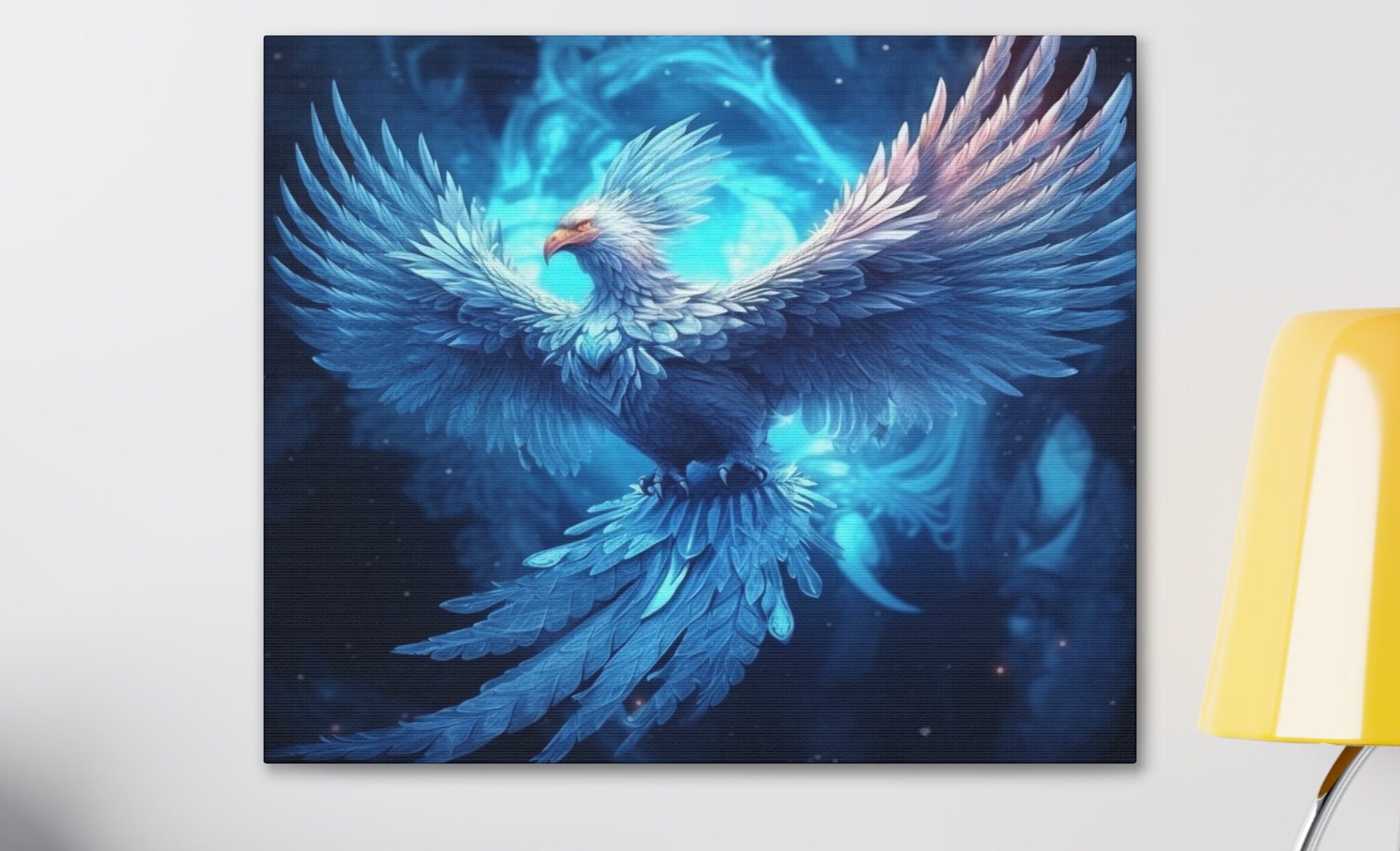 Ice Phoenix With Magic Around It Canvas, Ice Phoenix Painting, Ice ...