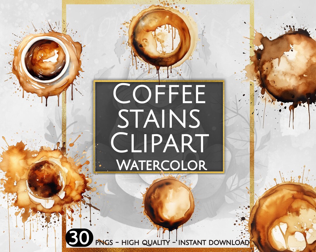 Coffee Stain Clipart Junk Journal Watercolor Coffee Clip Art - Etsy