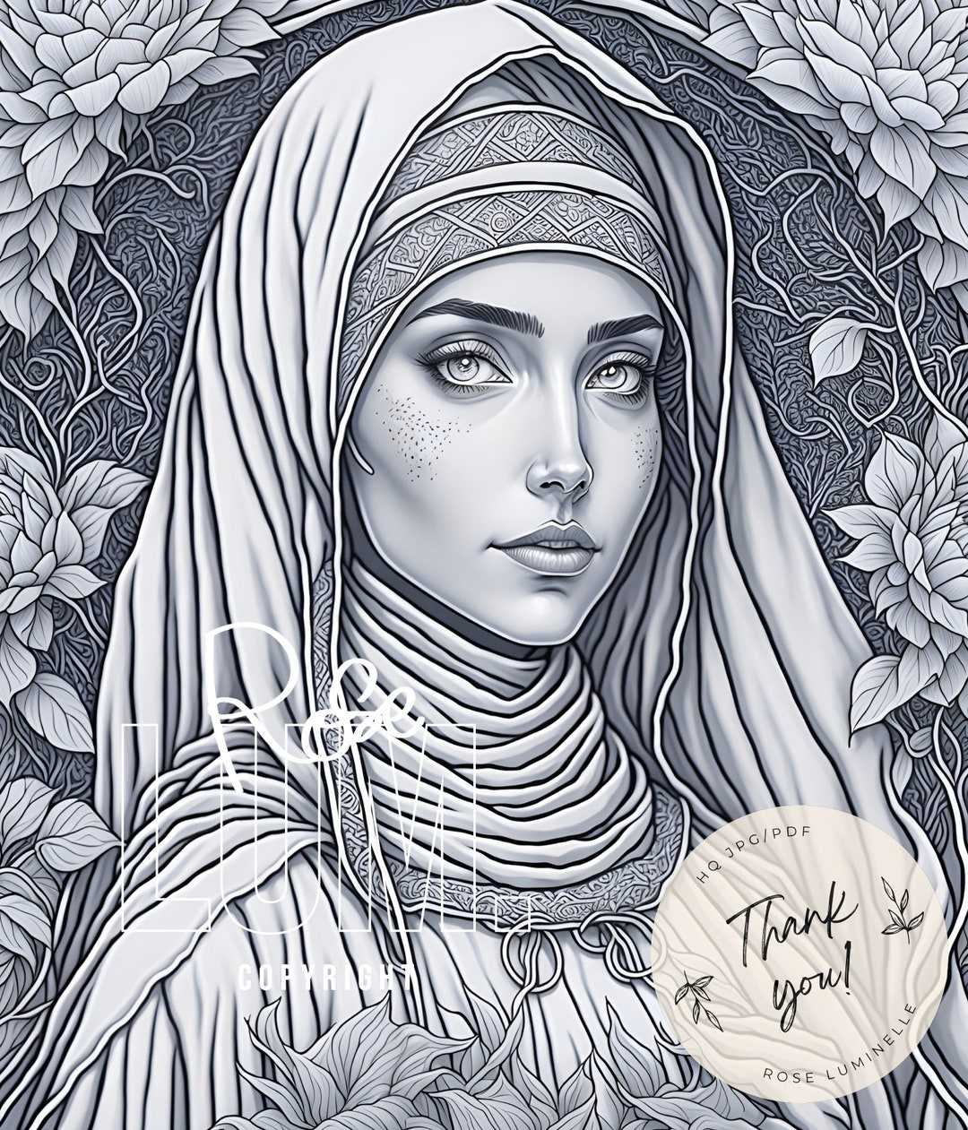 The Nun Coloring Page for Adults Printable Coloring - Etsy