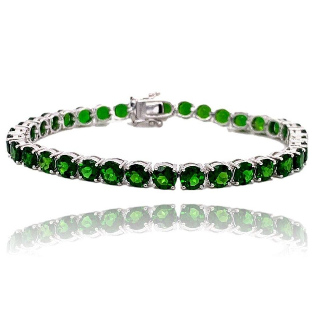 14K Lab Emerald Tennis Bracelet,14k Gold Emerald Bracelet,14k Prong Set ...