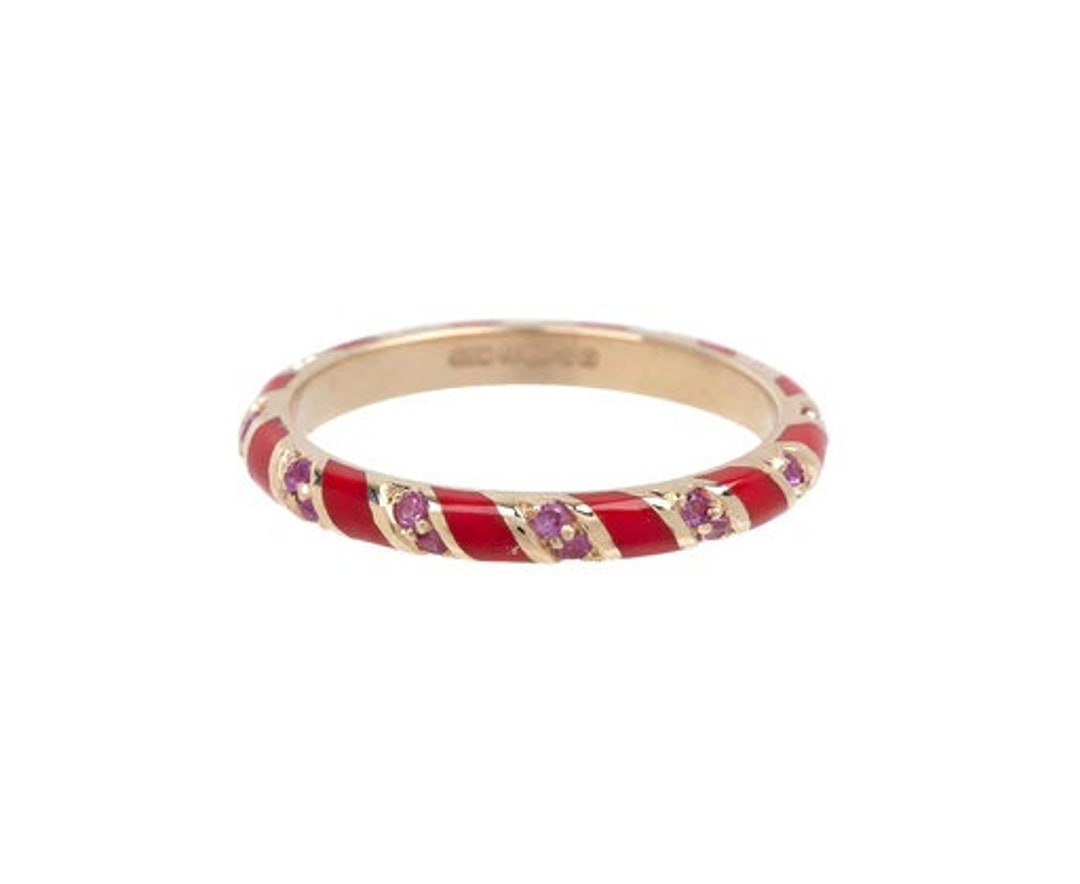 Silver Round Ruby in Enamel Band Ring,925 Sterling Silver Ring,gemstone ...