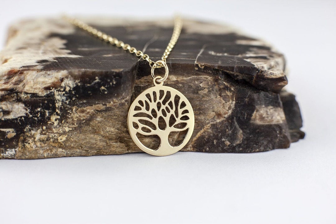 18k Solid Gold Tree of Life Necklace: Celtic Family Pendant - Etsy