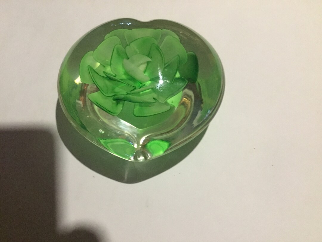 Heart Shaped Green Glass Paperweight. - Etsy