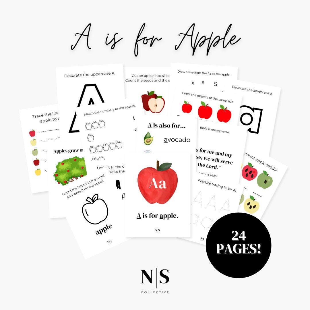 A is for Apple - Preschool Activity Workbook - Etsy