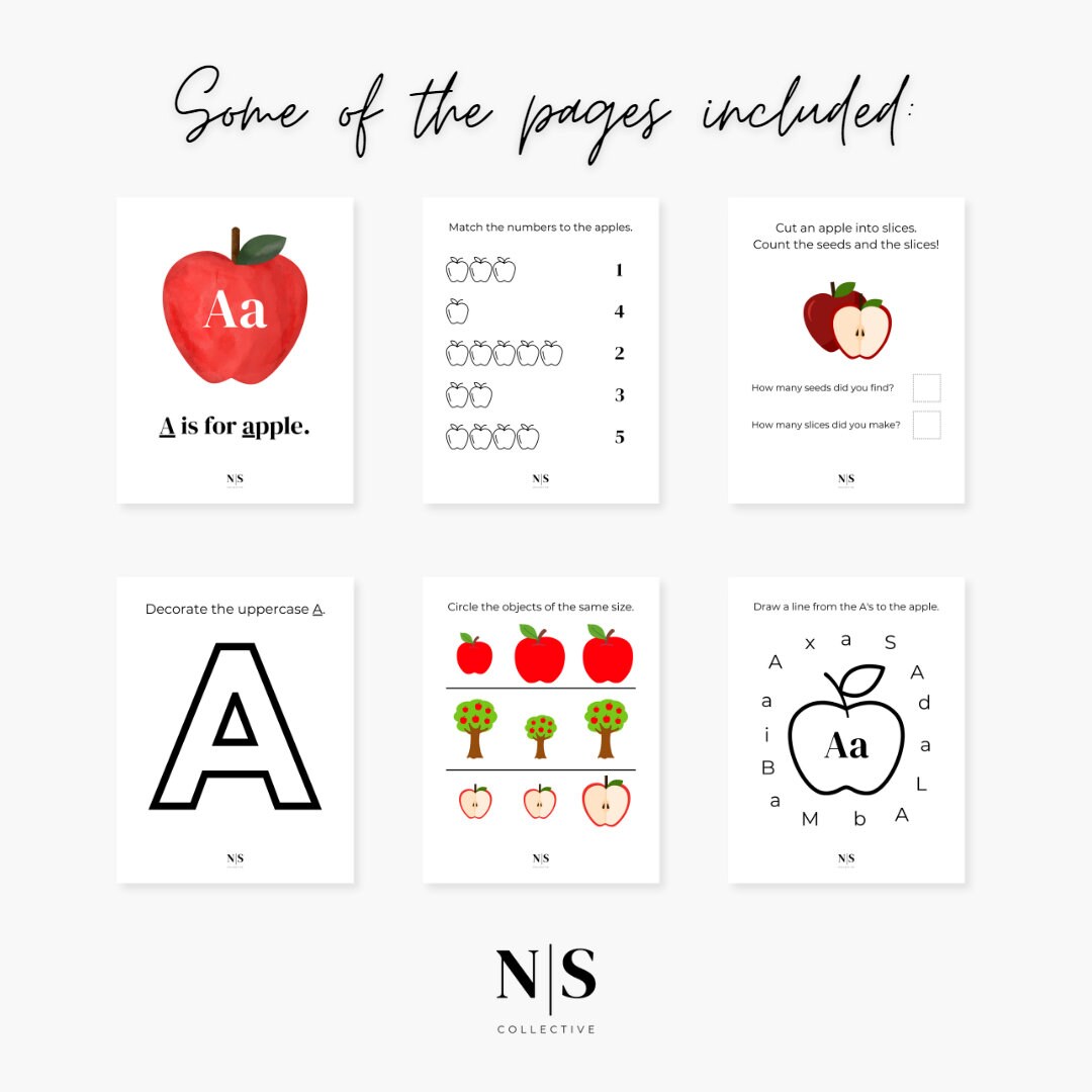 A is for Apple - Preschool Activity Workbook - Etsy