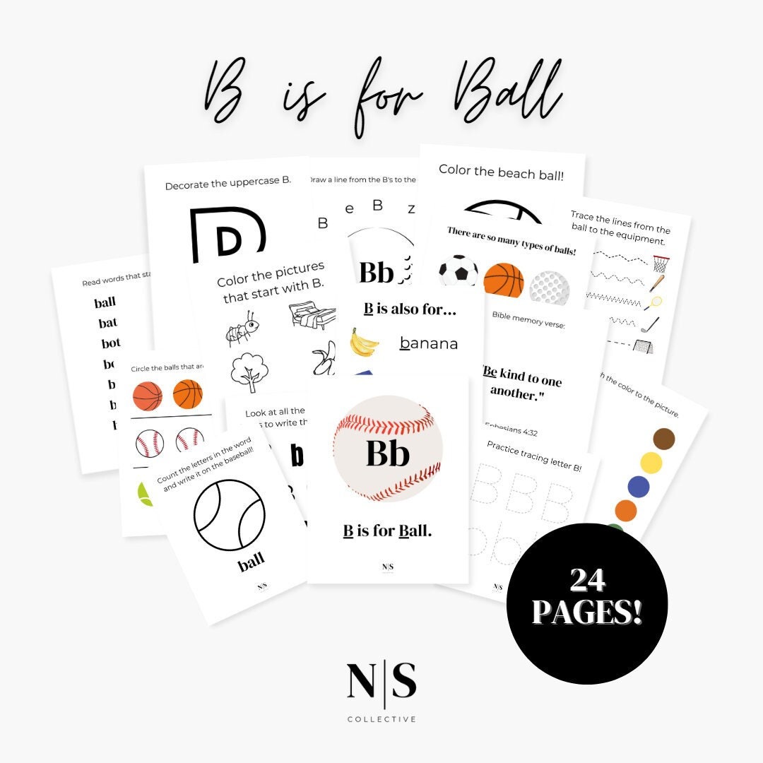 B is for Ball - Preschool Activity Workbook - Etsy
