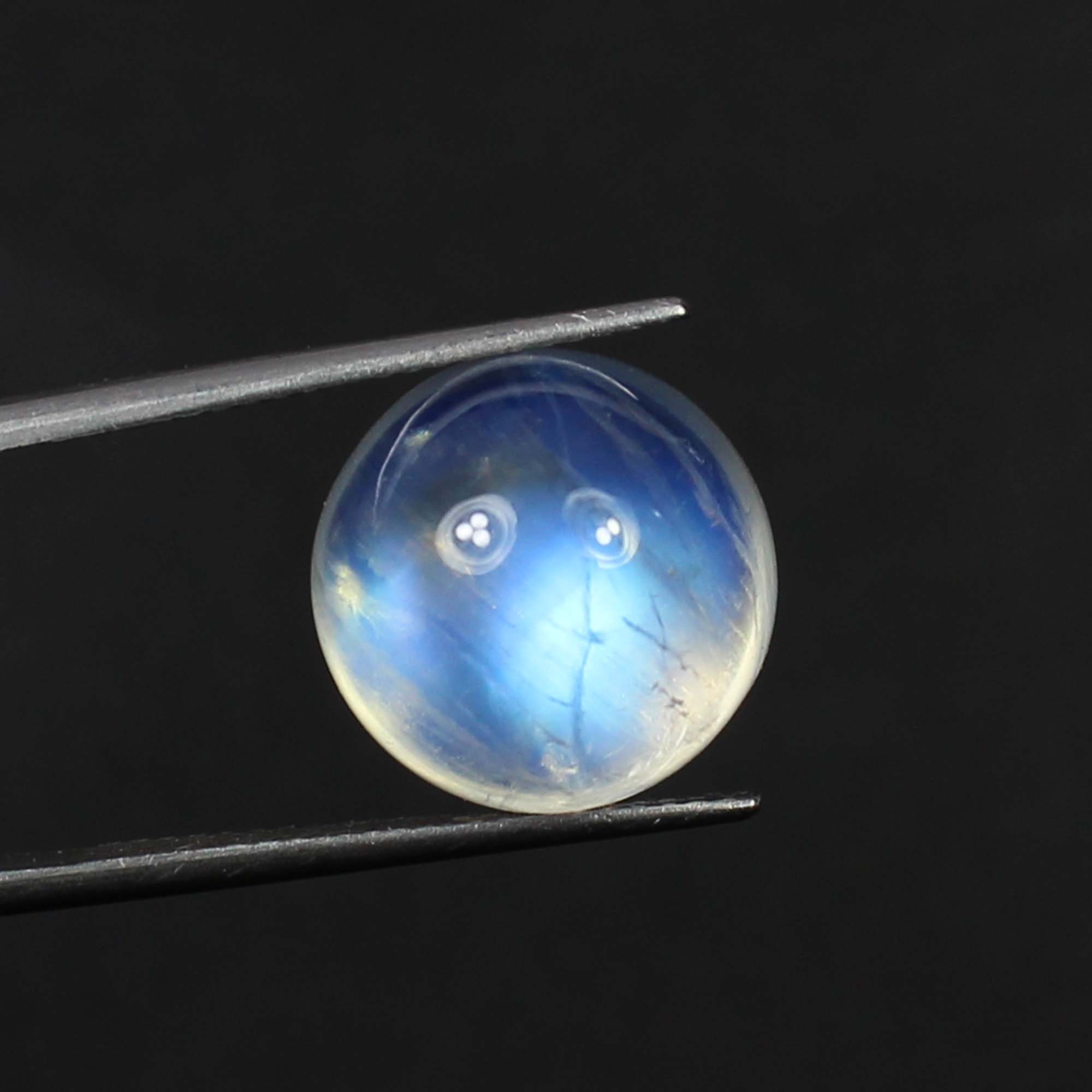 White Blue Moonstone Fire Play Round Shape Gemstone Cabochon Rare ...