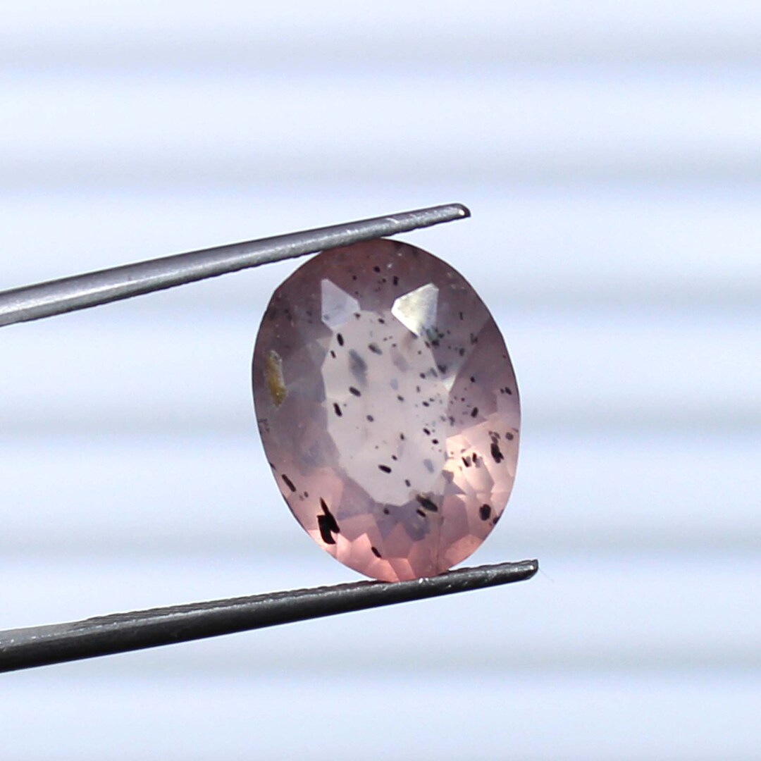 Natural Rose Quartz Cut Stone Faceted Black Dot Rose Quartz Loose ...